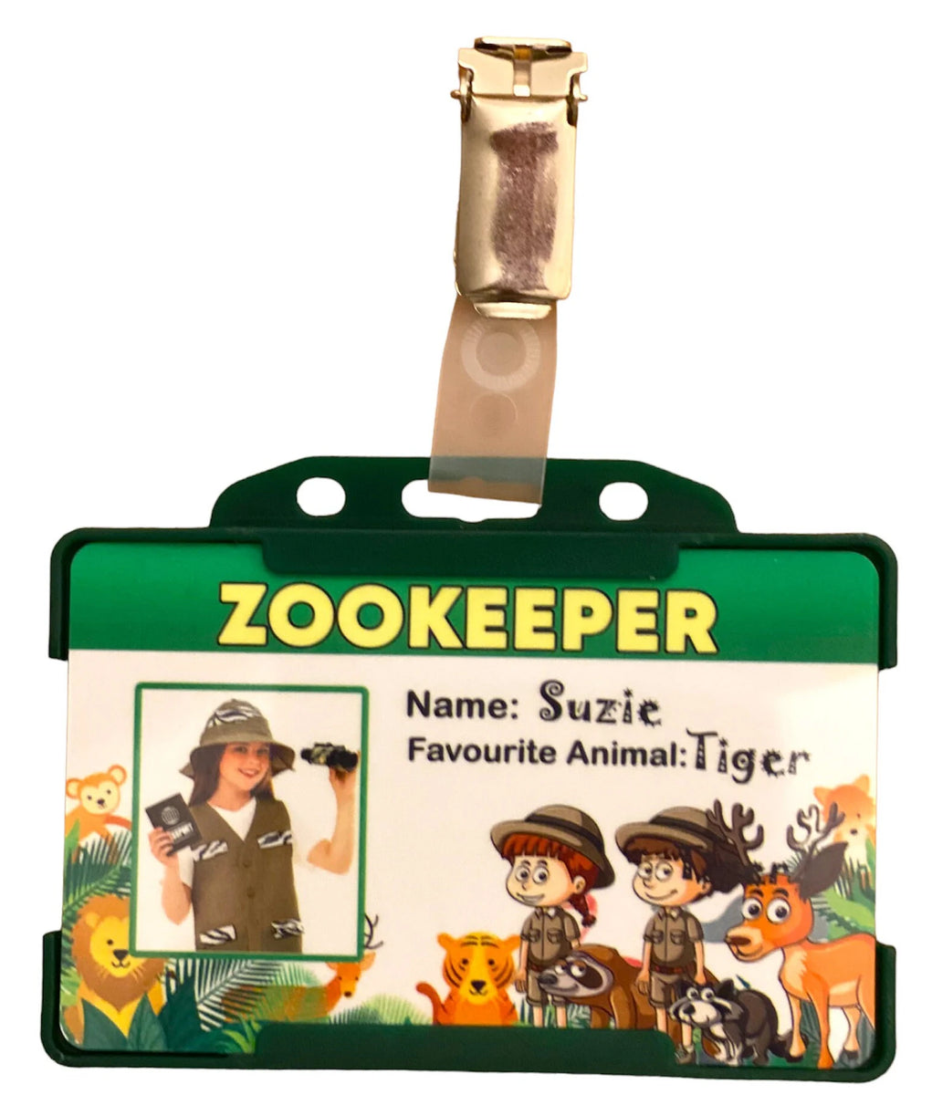 Children / Child Zookeeper Roleplay ID Card With Green Lanyard - Perso ...