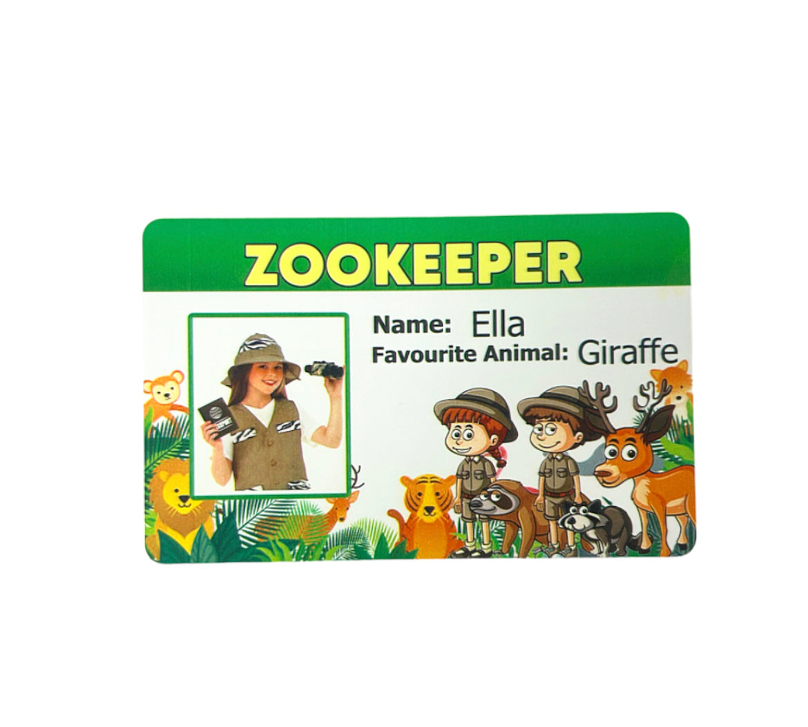 Children / Child Zookeeper Roleplay ID Card With Green Lanyard ...