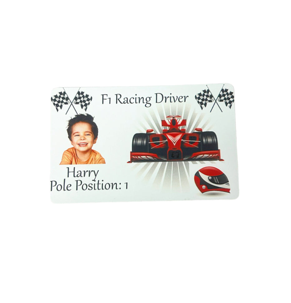 F1 / Racing Driver Roleplay ID Card, Children - Personalised Name And ...