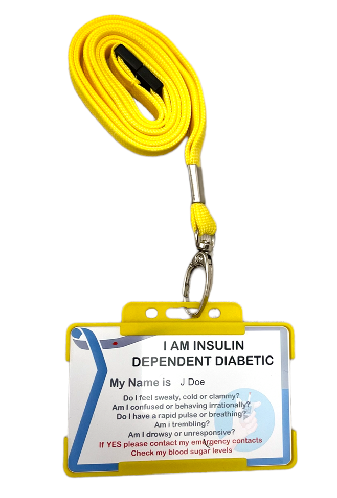 Insulin Dependent Diabetic Awareness Card and Lanyard – Cards And Tags ...