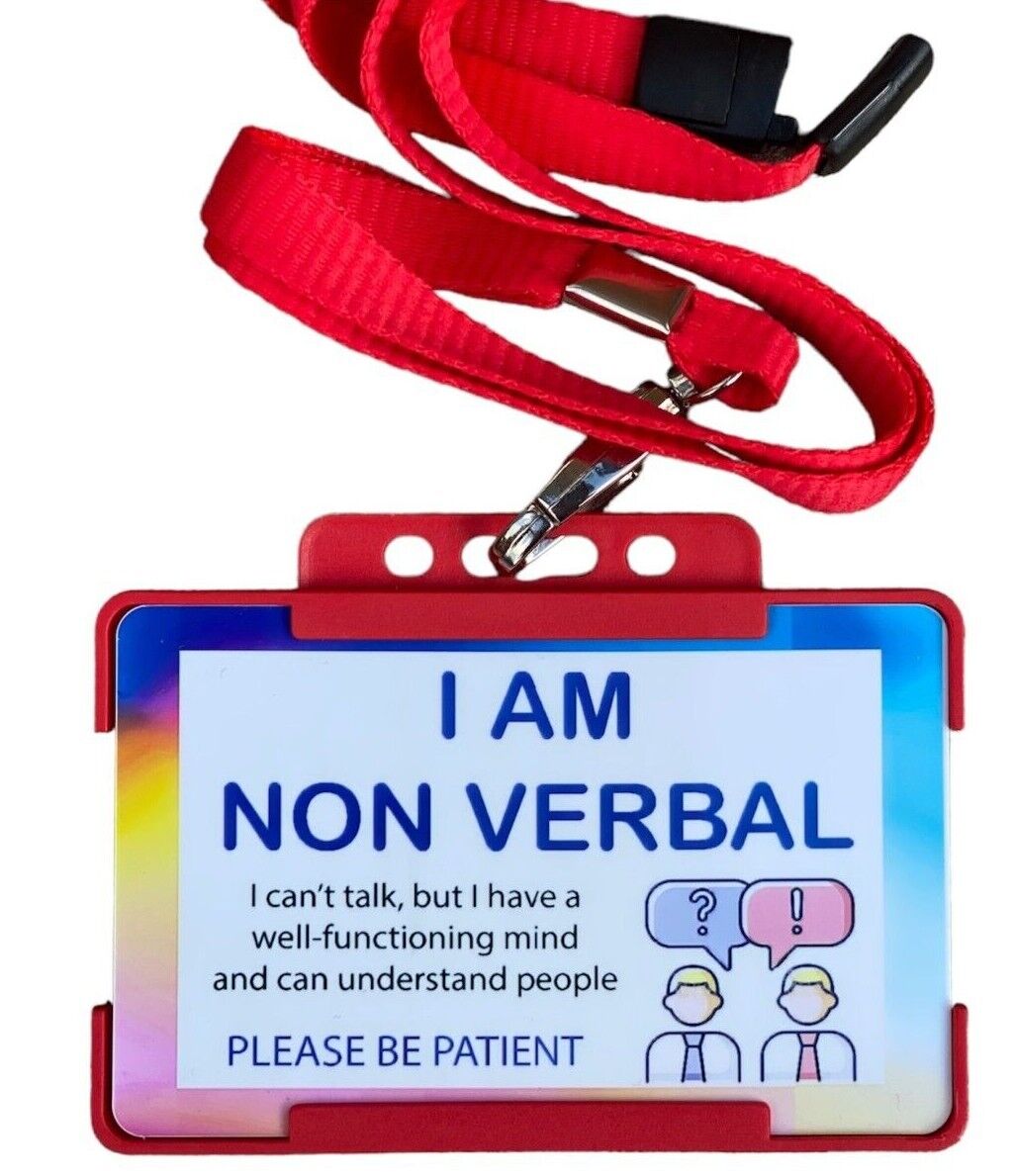 I Am Non-Verbal Awareness ID Card and Lanyard - 8 Colours - Cards And ...