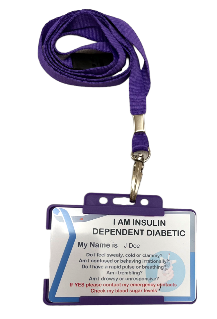 Insulin Dependent Diabetic Awareness Card and Lanyard – Cards And Tags ...