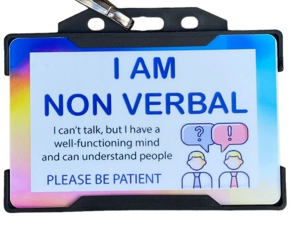 I Am Non-Verbal Awareness ID Card and Lanyard - 8 Colours – Cards And ...